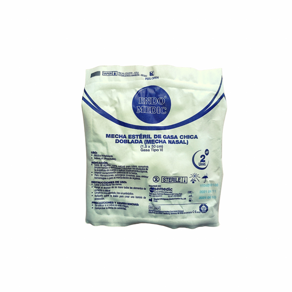 Compresa quirúrgica de gasa estéril 15 x 50 cm Endomedic - PROSEMEDIC